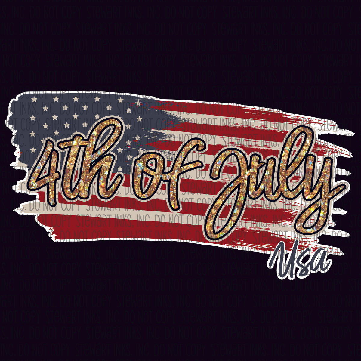 Transfer - 4th of July gold glitter on flag – Stewart Inks
