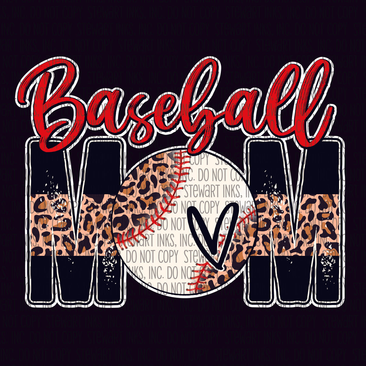 Transfer - Baseball Mom Leopard & Heart – Stewart Inks