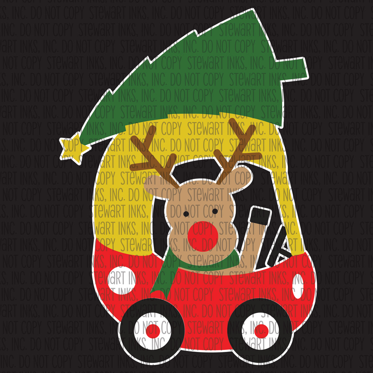 Transfer -Little Red Car Reindeer – Stewart Inks